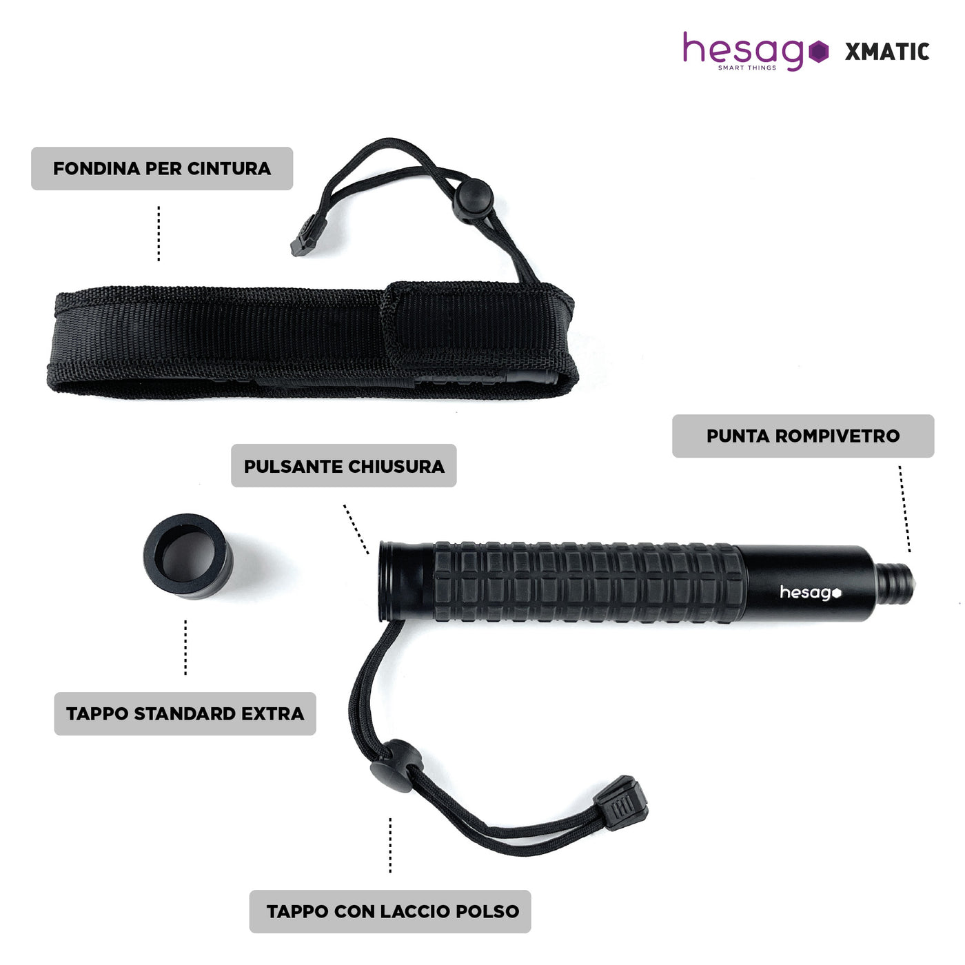 Xmatic PRO - Manganello telescopico professionale con chiusura a ...